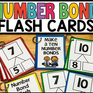 Number Bond Flash Cards, Math, Decomposing Numbers, Addition and ...