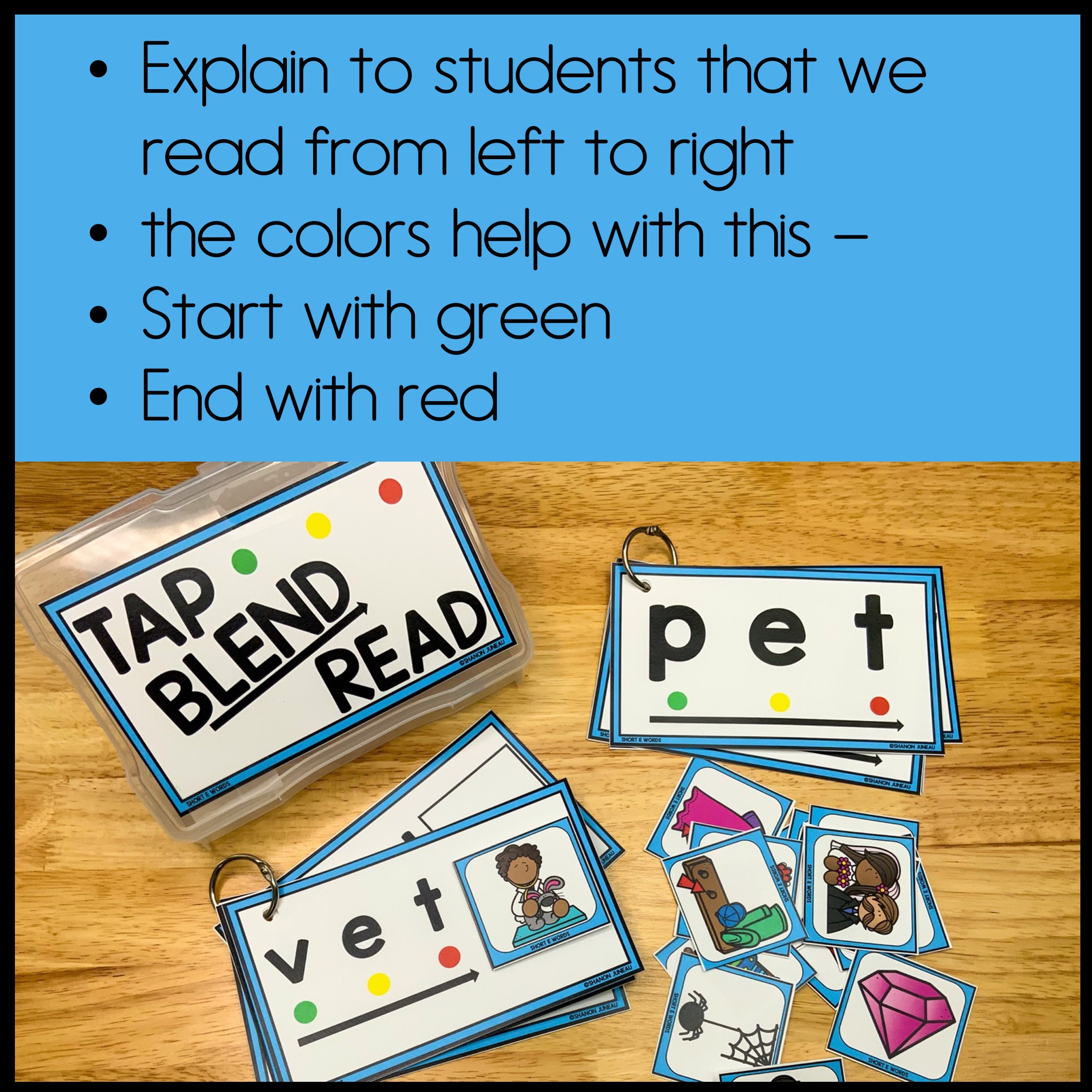 Tap, Blend, Read SHORT E Flash Cards, Phonics Activities, Short Vowel ...