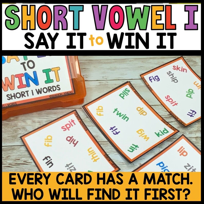 Short Vowel I Word Game, Say It to Win It Games, Matching CVC Words ...