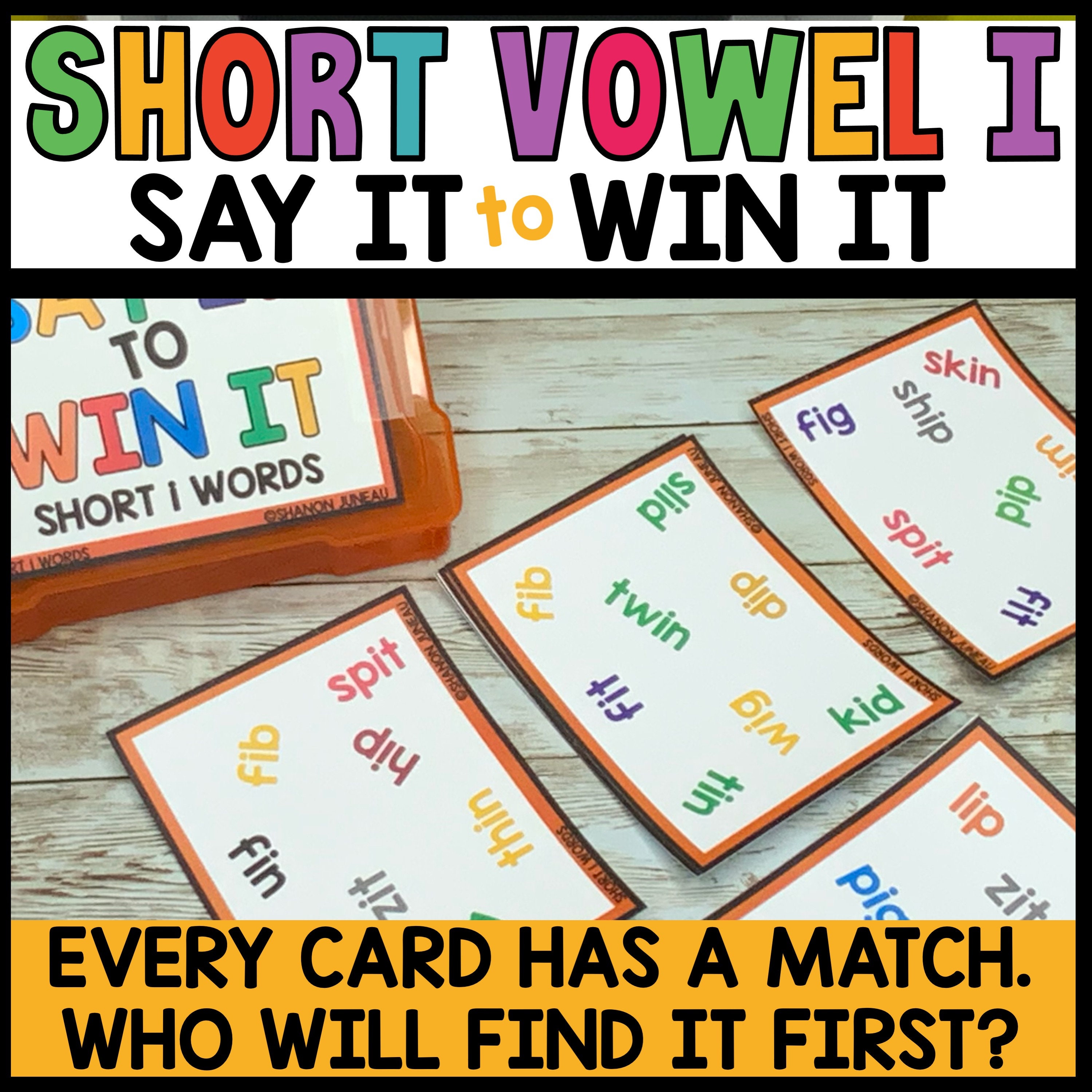 Short Vowel I Word Game, Say It to Win It Games, Matching CVC Words ...