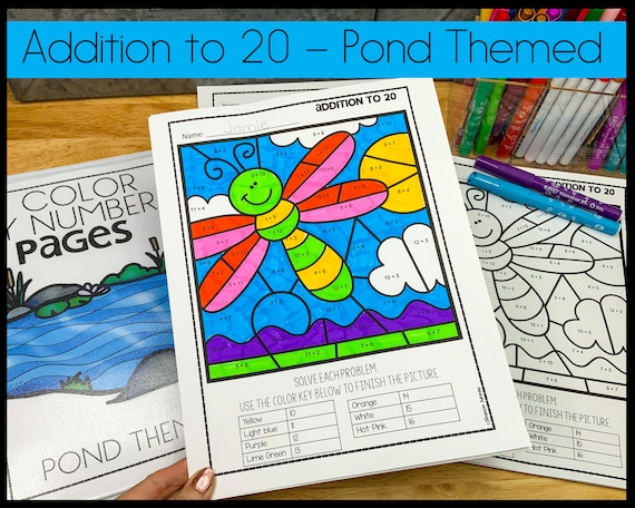 Addition to 20 Color by Number Worksheets Math Color Pages - Etsy