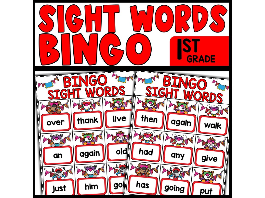 Sight Words Bingo Game Cards, 1st Grade Sight Words, First Grade Bingo ...