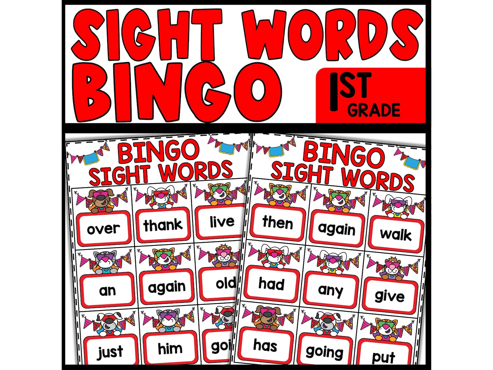 1st Grade Sight Words Bingo Game (digital Download) - Etsy