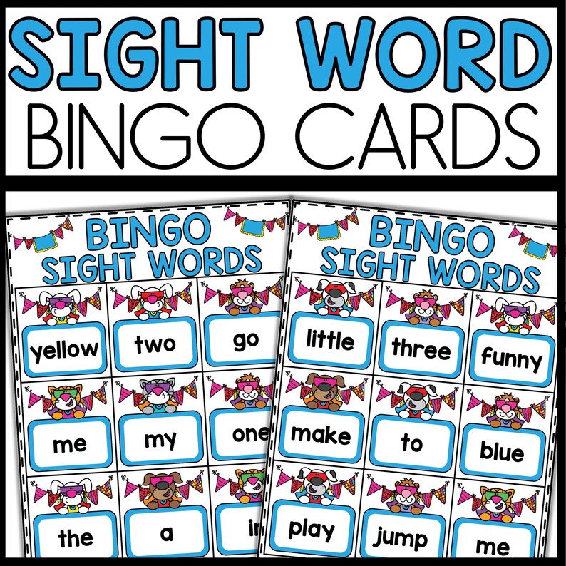 Sight Words Bingo Game Cards, Pre-k and Kindergarten Sight Words - Etsy