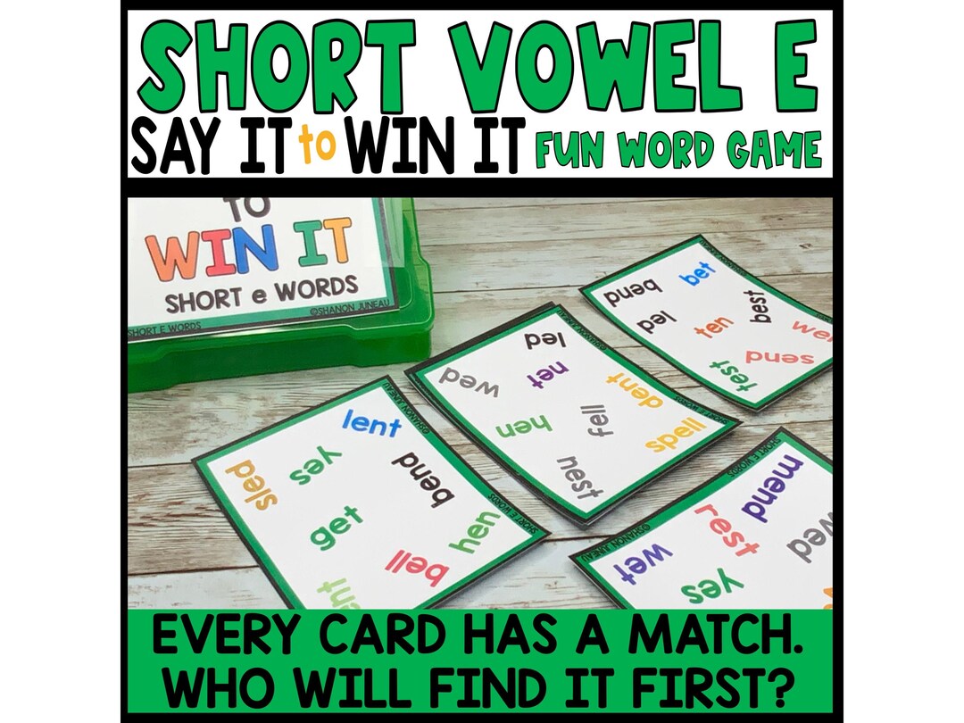 Short Vowel E Word Game, Say It to Win It Games, Matching CVC Words ...