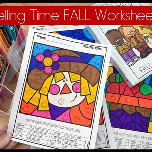 FALL Telling Time Color by Number Worksheets - Etsy.de