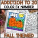 FALL Addition to 20 Color by Number Worksheets - Etsy