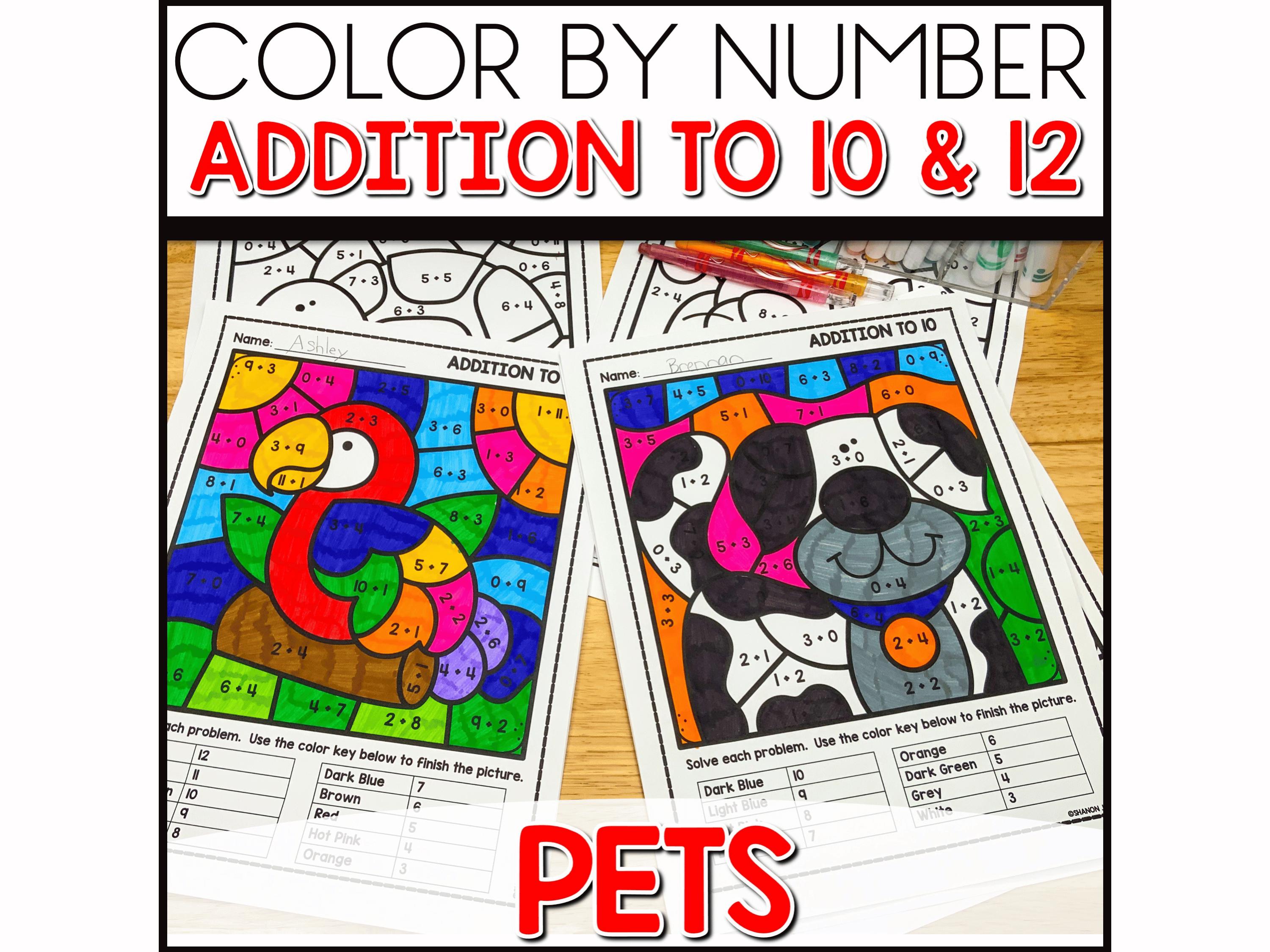 Color By Addition Worksheet Spring Addition Color By Number Worksheets