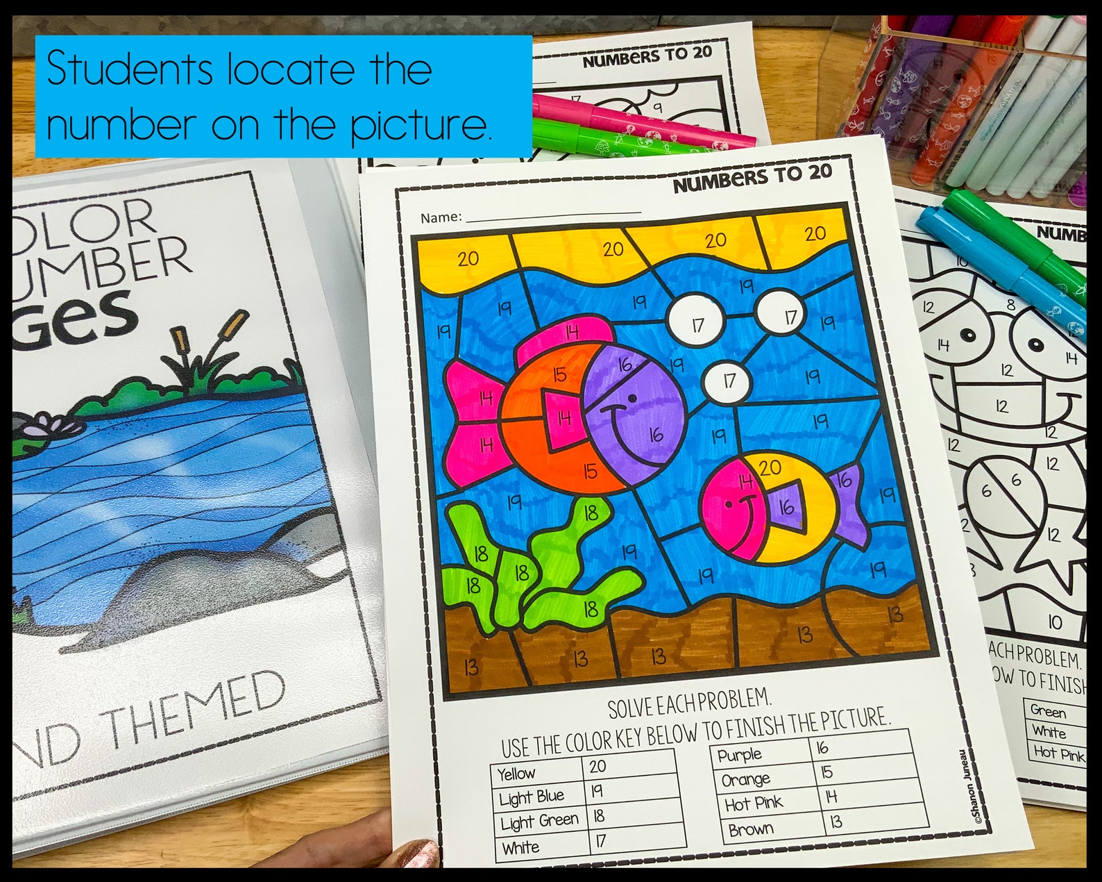 Number Recognition to 20 Color by Number Math Worksheets, Kindergarten ...