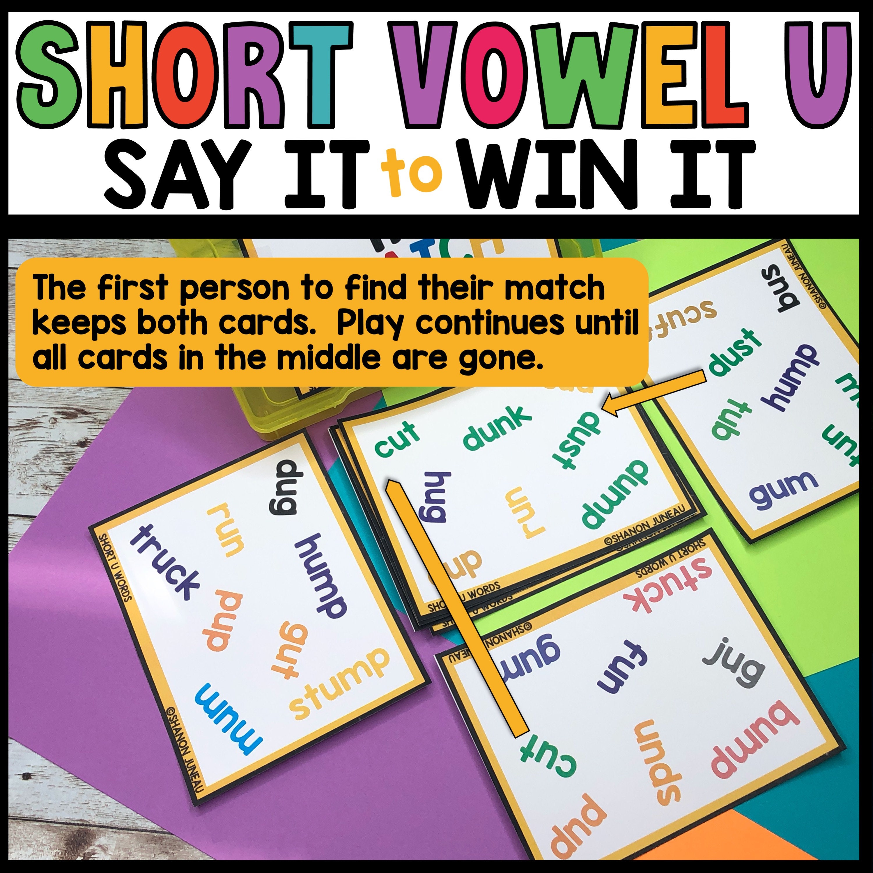 Short Vowel U Word Game: CVC Matching Cards (printable) - Etsy