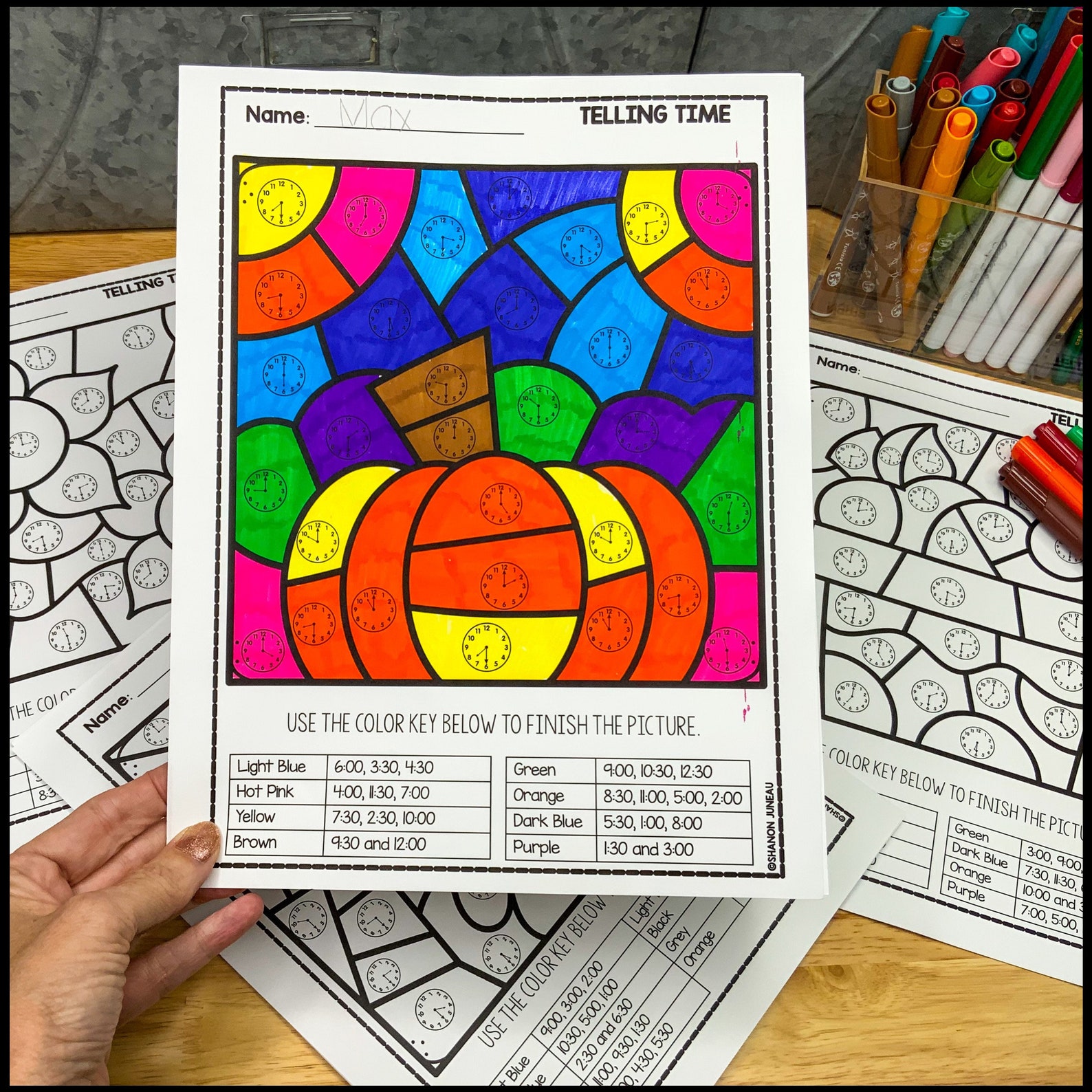 FALL Telling Time Color by Number Worksheets - Etsy.de
