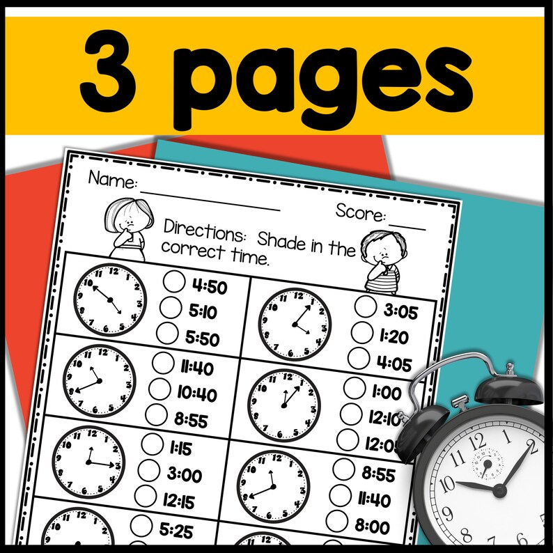 Telling Time Worksheets, 5 Minute Increments, Printable Activity Book ...