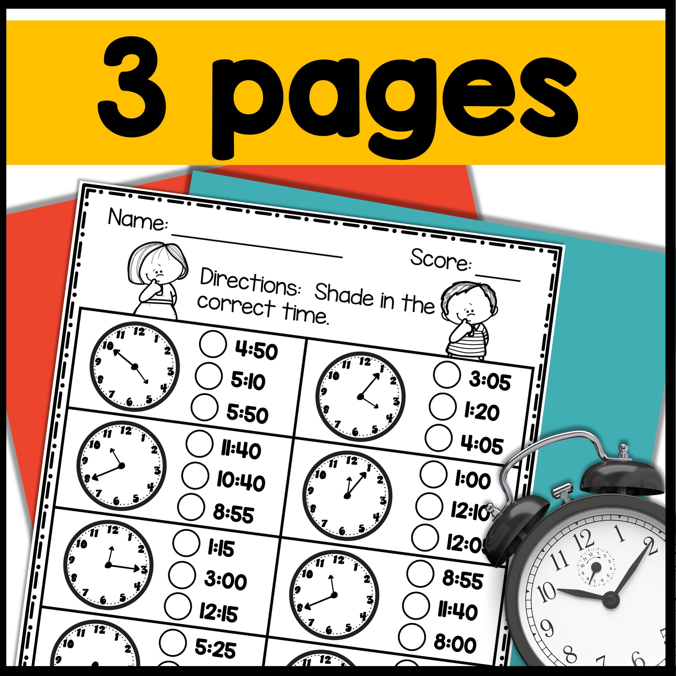 Telling Time Worksheets, 5 Minute Increments, Printable Activity Book ...