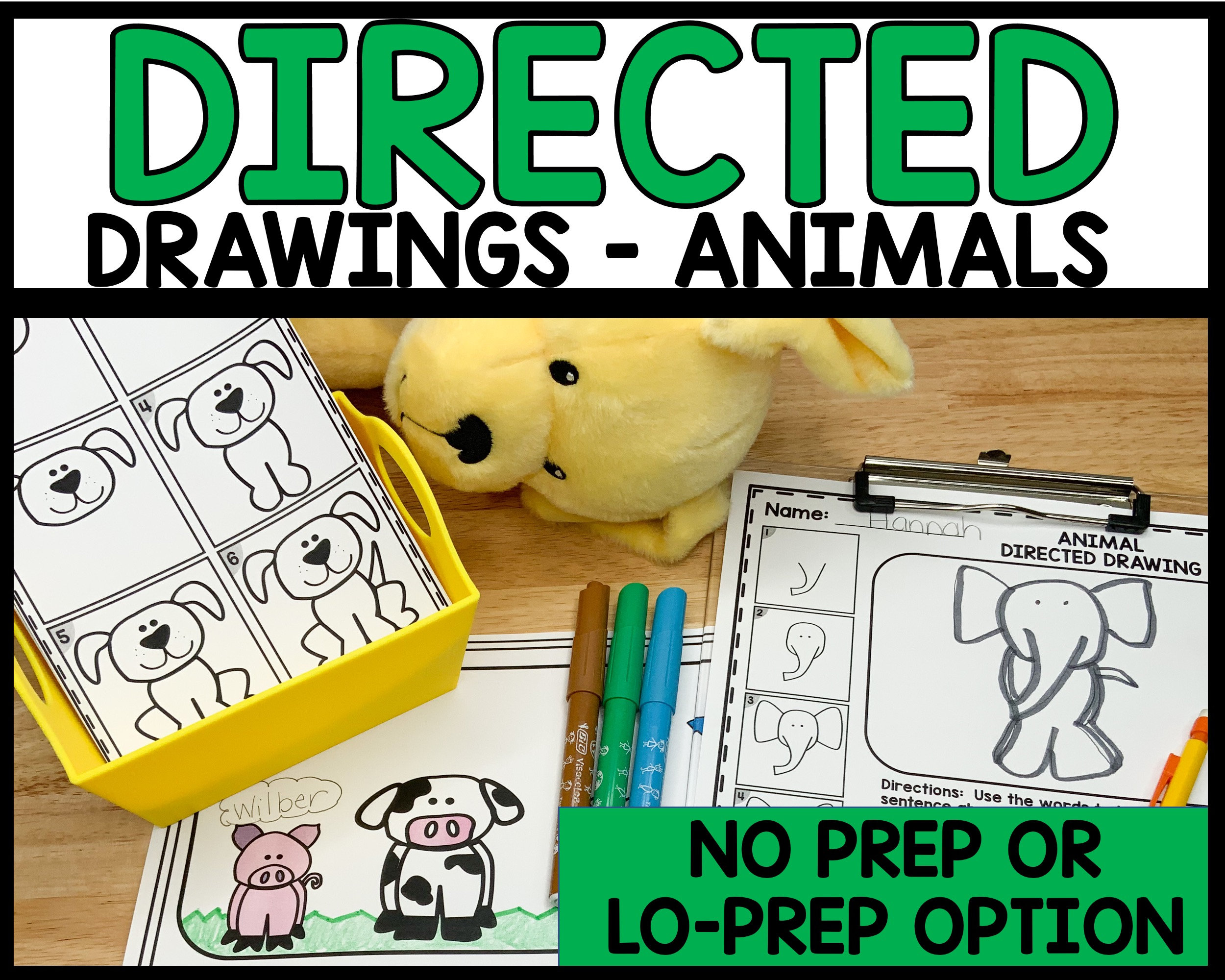 Animal Directed Drawings for Kids, Art Activities for Elementary ...