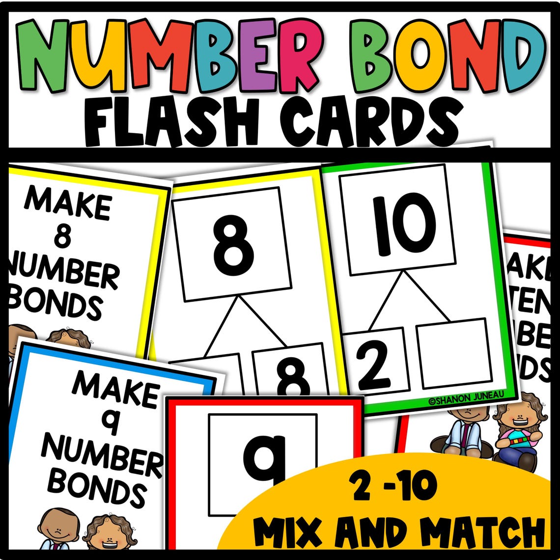 Number Bond Flash Cards, Math, Decomposing Numbers, Addition and ...