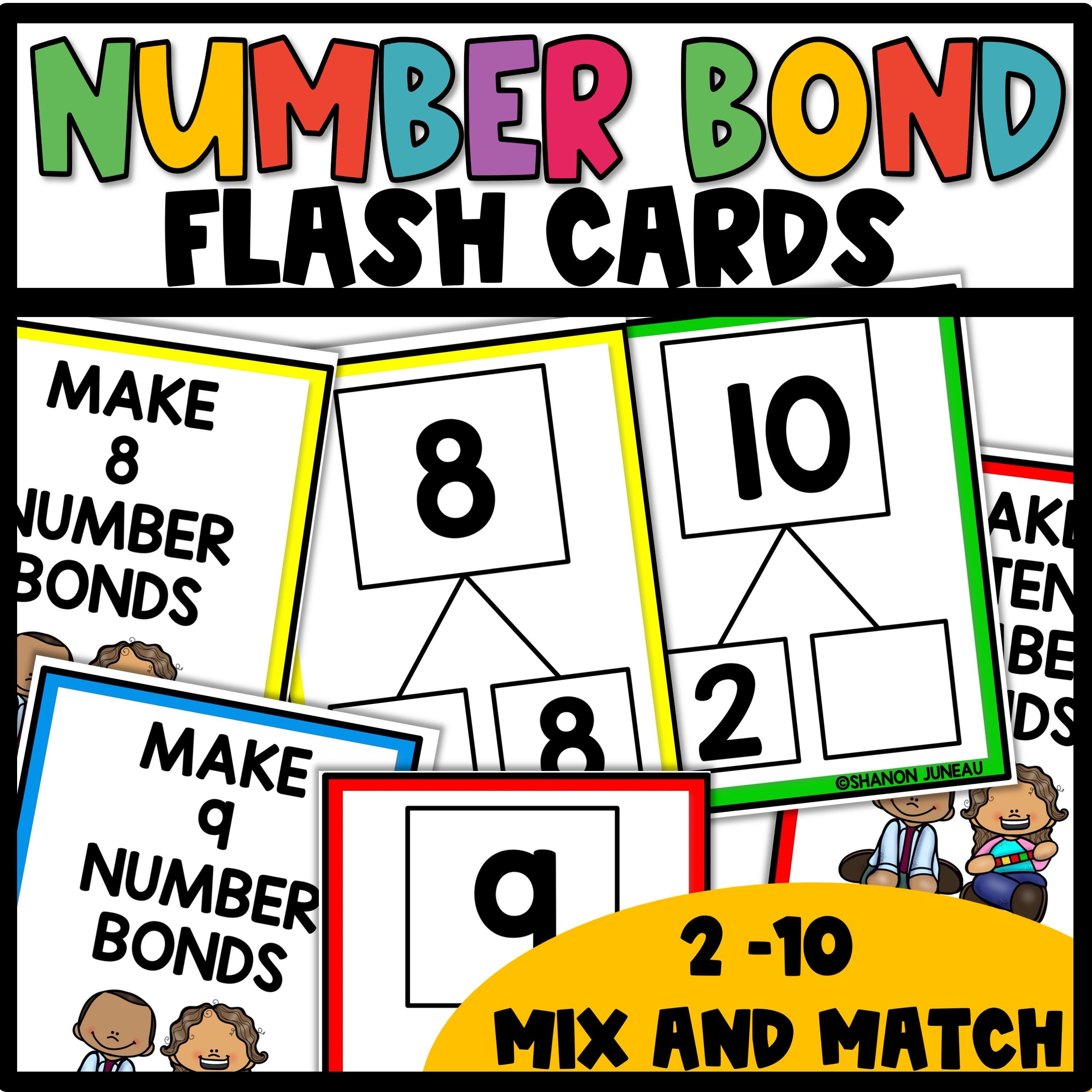 Number Bond Flash Cards, Math, Decomposing Numbers, Addition and ...