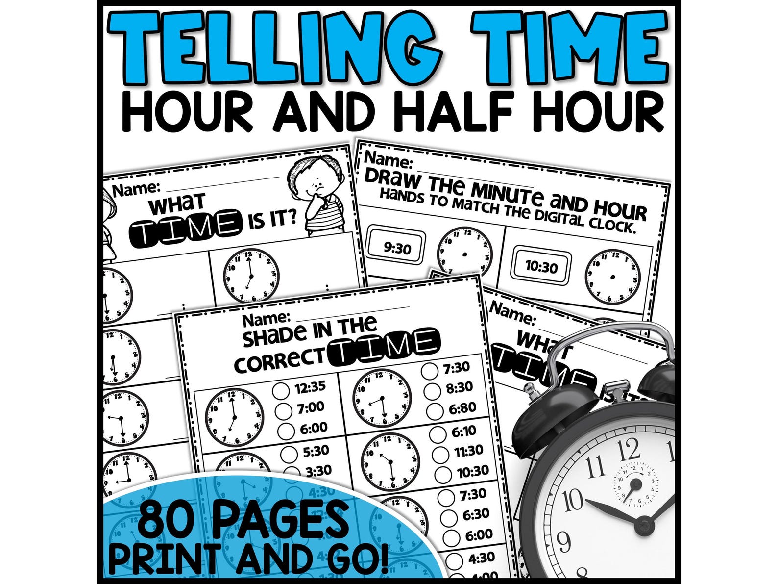 Telling Time Worksheets, Printable Activity Book, Homeschool Activities ...