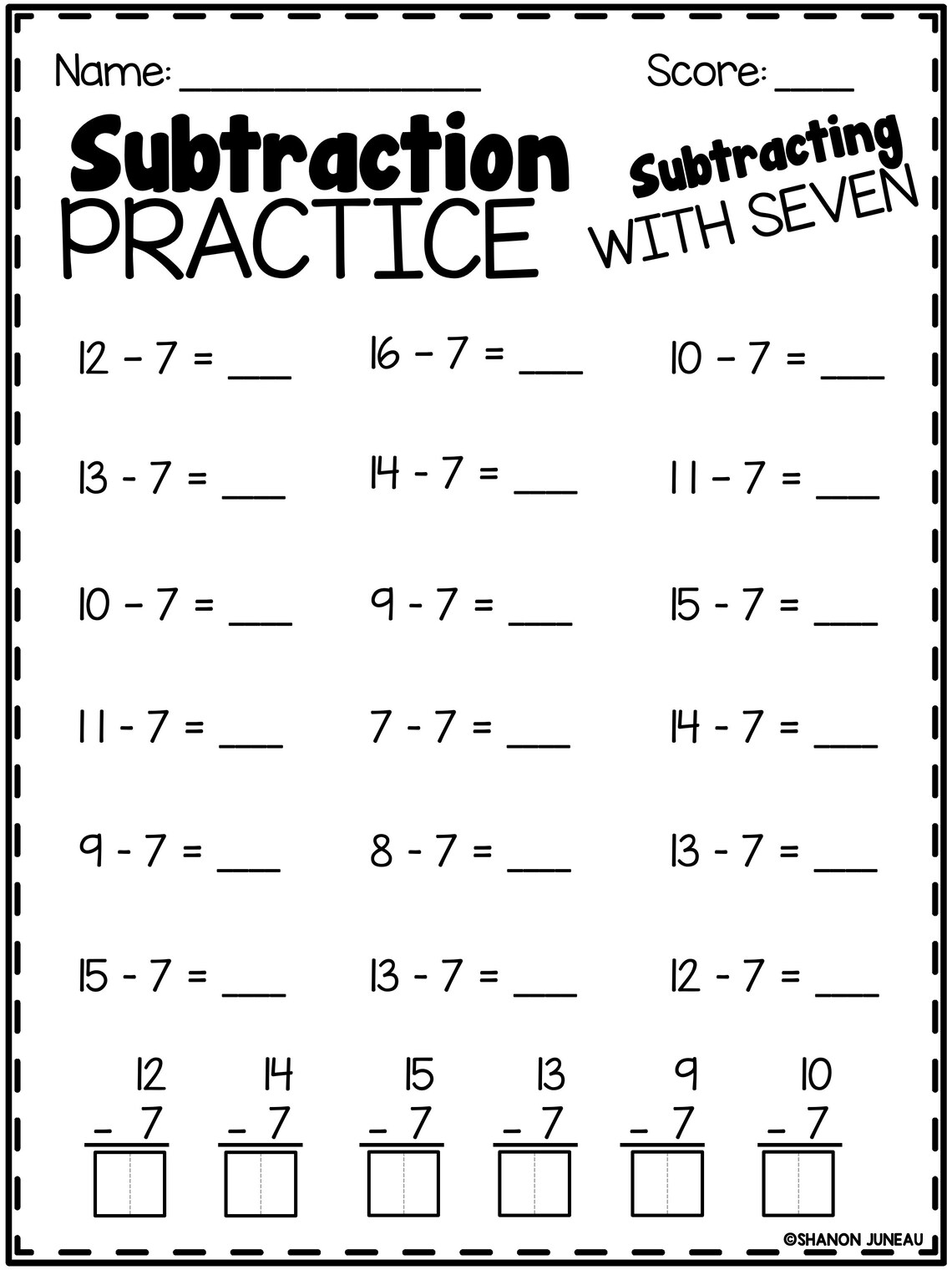 Subtraction 1st Grade Math Worksheets Printable Activity - Etsy