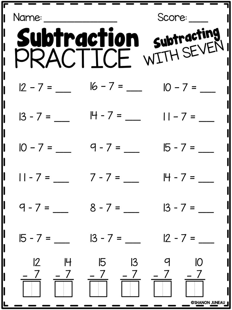 Subtraction 1st Grade Math Worksheets, Printable Activity Book ...
