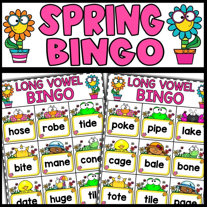 Spring Long Vowel Words Bingo Game Cards, Cvce Bingo Game Cards - Etsy