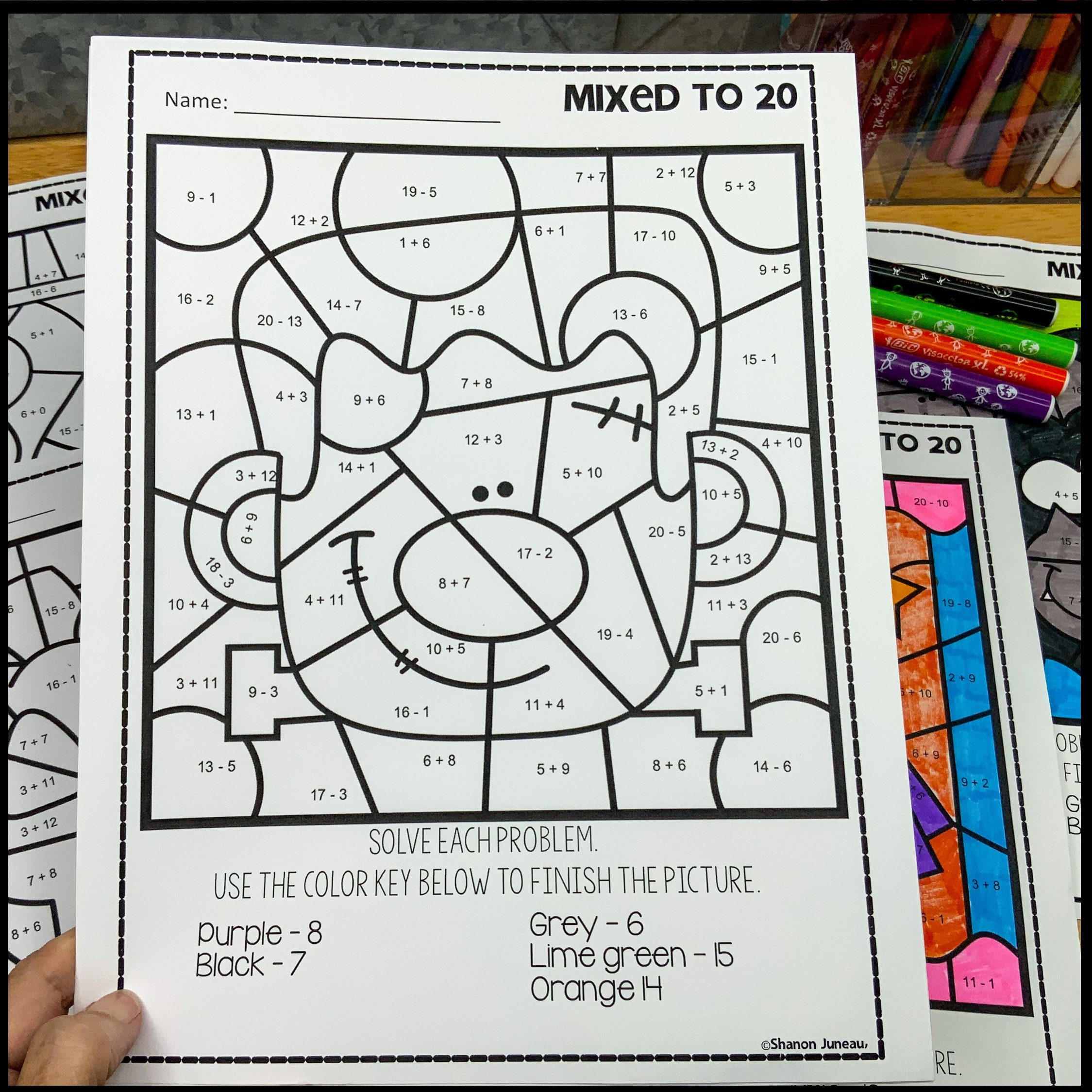 Addition and Subtraction Color by Number Worksheets Color by - Etsy