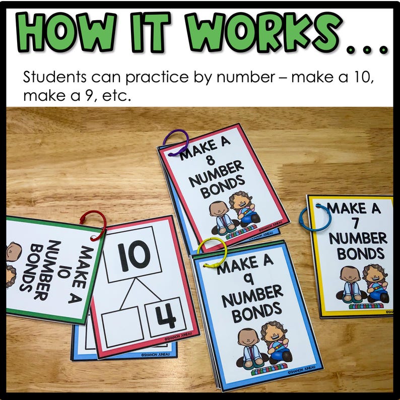Number Bond Flash Cards, Math, Decomposing Numbers, Addition and ...