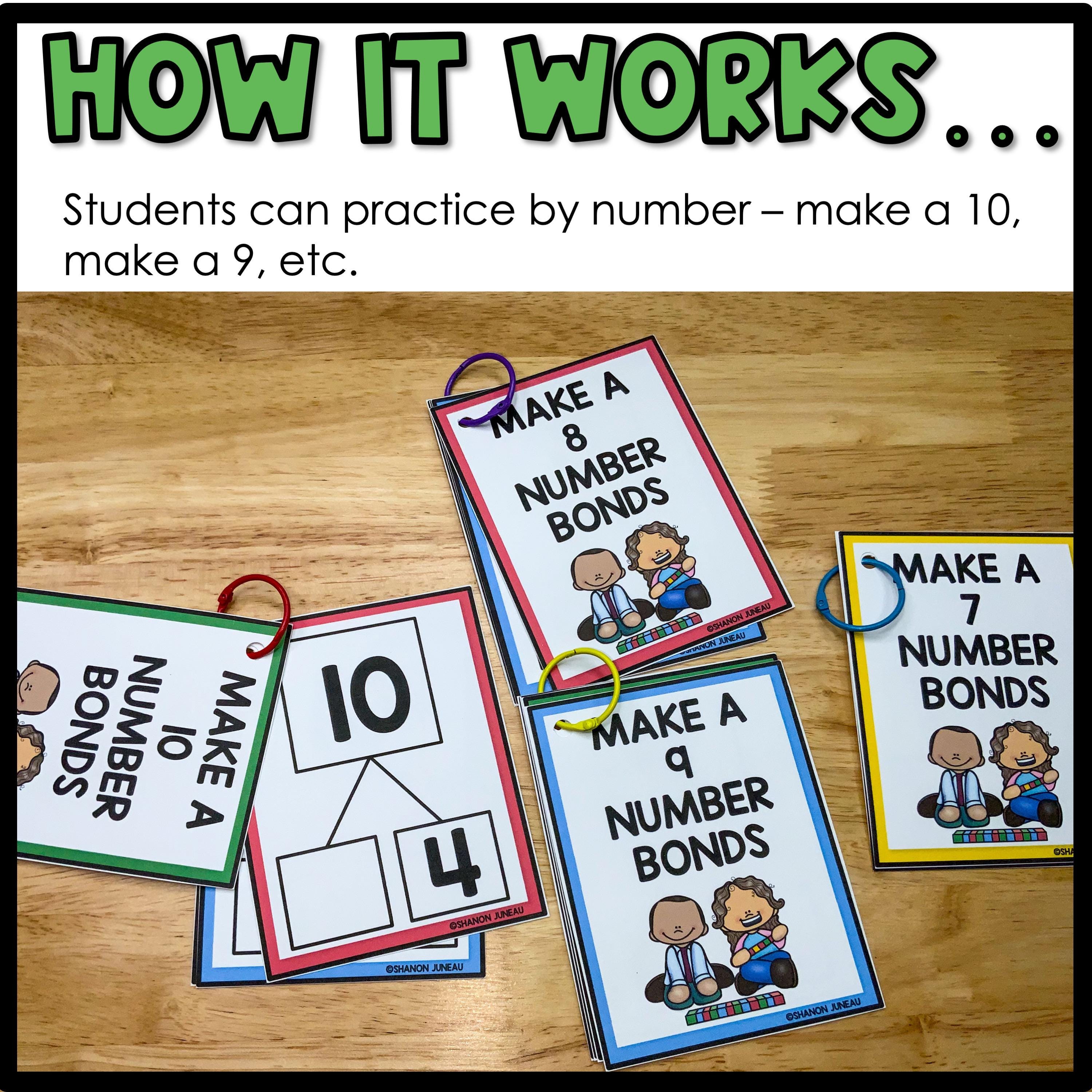 Number Bond Flash Cards, Math, Decomposing Numbers, Addition and ...