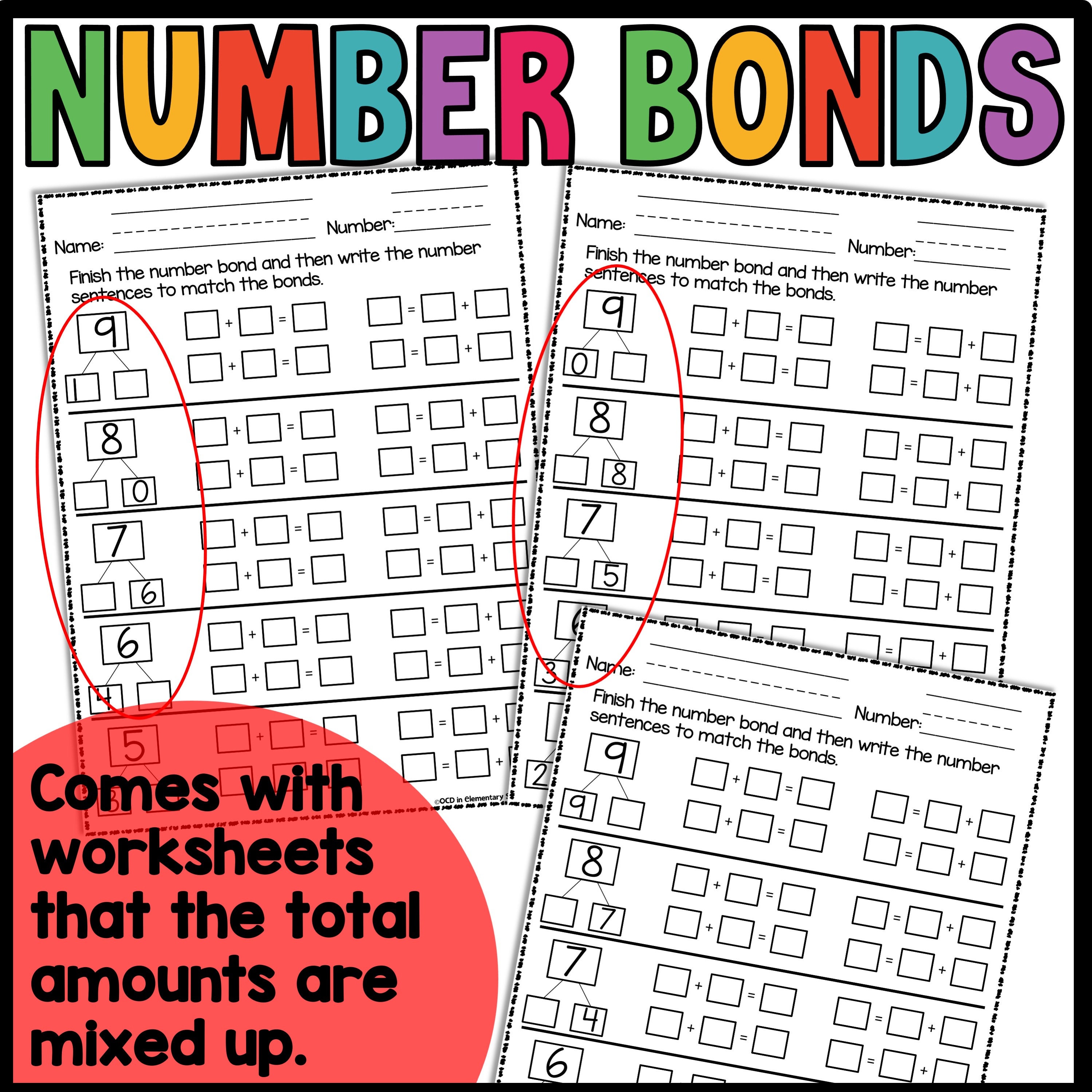 Number Bonds Worksheets Printable, Math Worksheets, Printable Activity ...