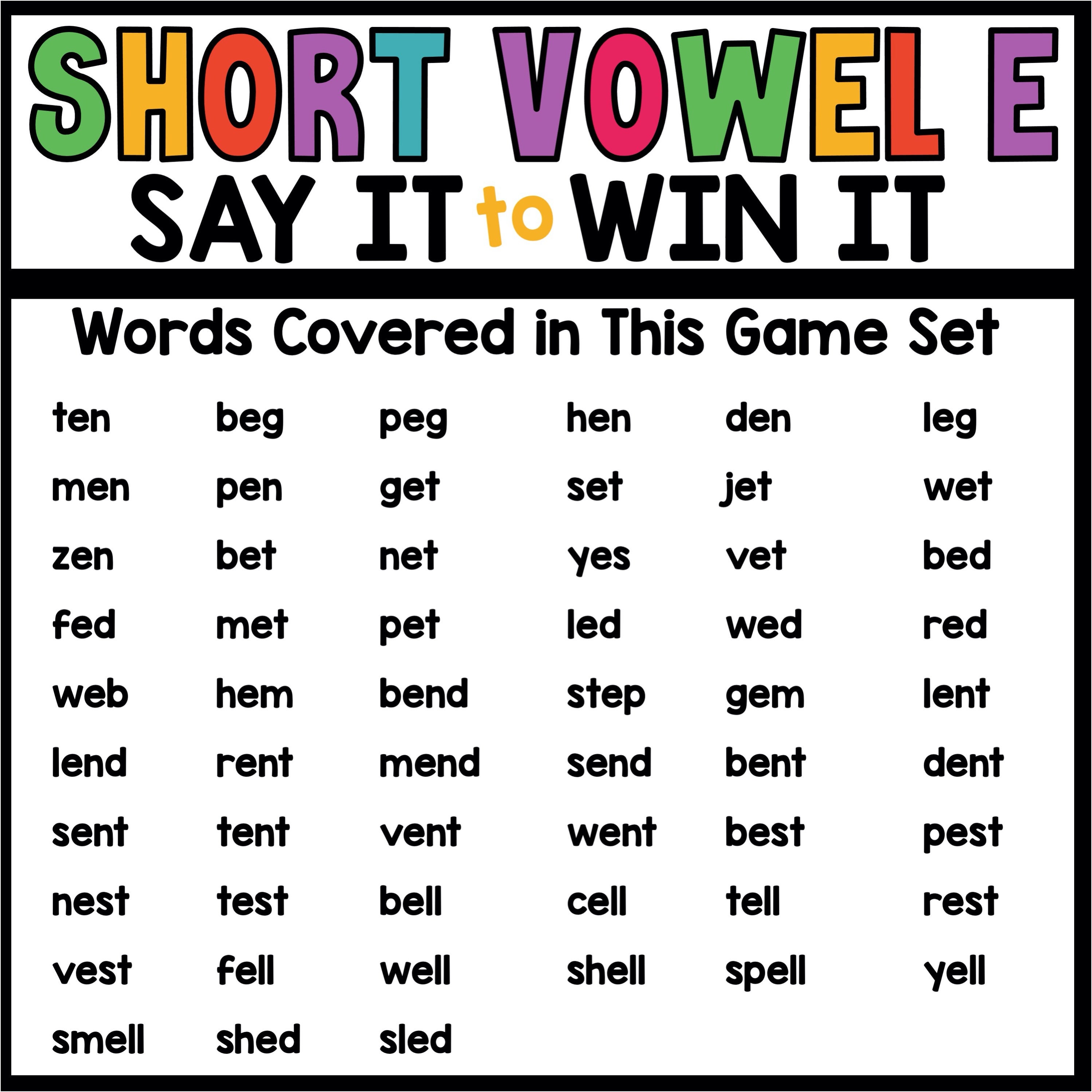 Short Vowel Word Game, Matching CVC Words Game Card Set, Family Game ...