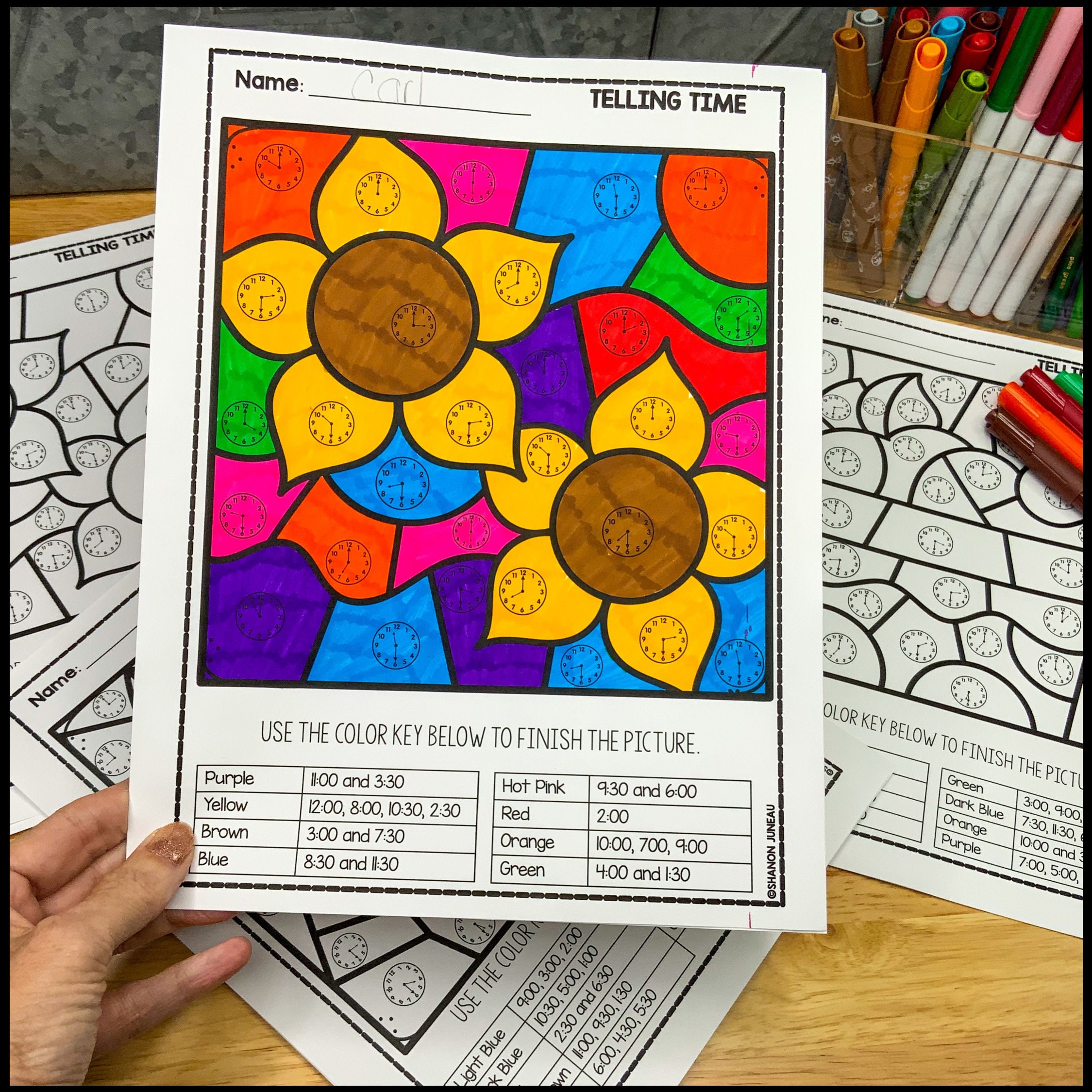 FALL Telling Time Color by Number Worksheets - Etsy