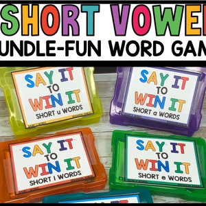 Short Vowel Word Game, Matching CVC Words Game Card Set, Family Game ...