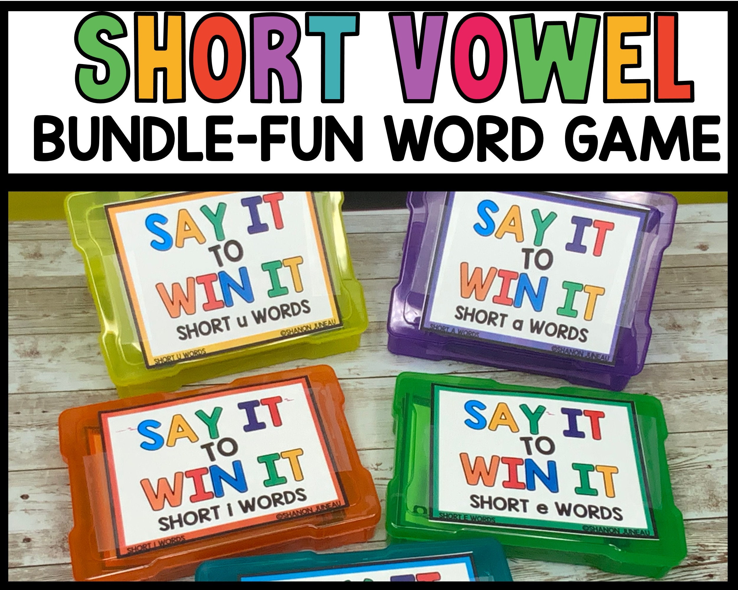 Short Vowel Word Game, Matching CVC Words Game Card Set, Family Game ...