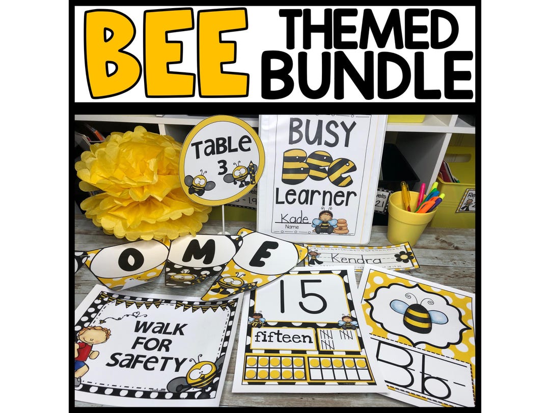 Bee Classroom Decor Bundle: Alphabet, Numbers, Labels (digital Download ...