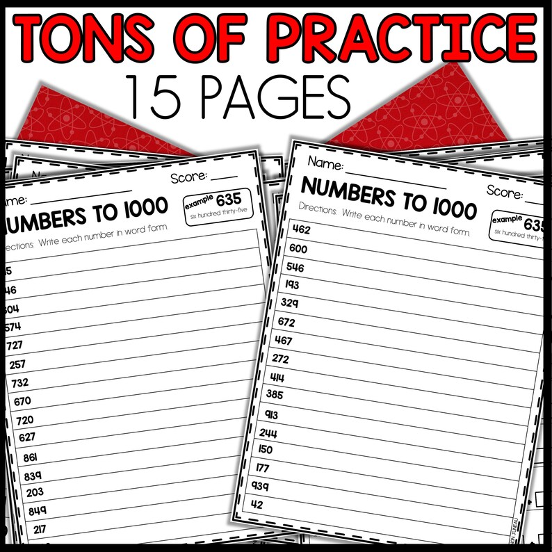 Numbers to 1000 Worksheets: Standard, Expanded Form (PDF) - Etsy