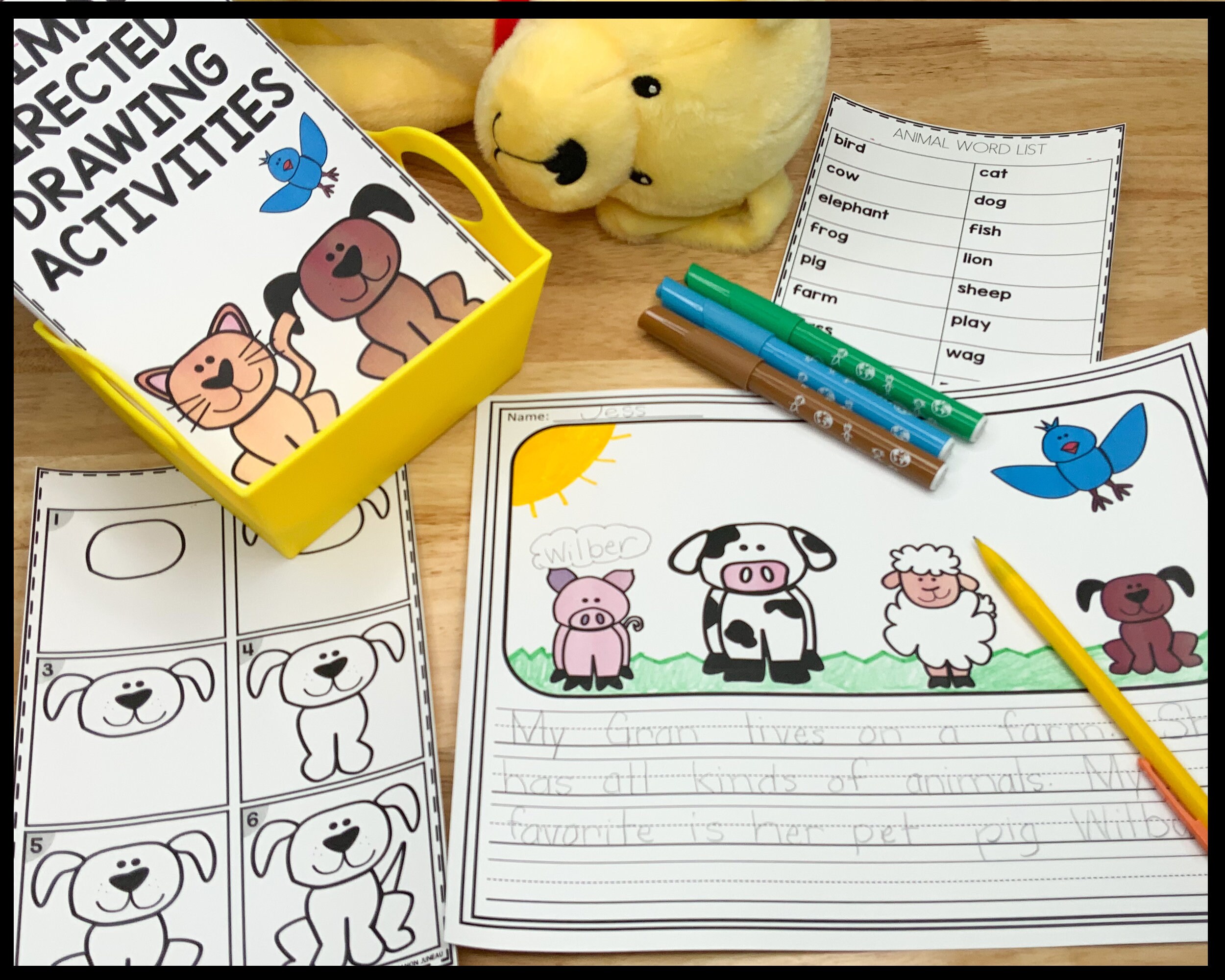 Animal Directed Drawings for Kids, Art Activities for Elementary ...