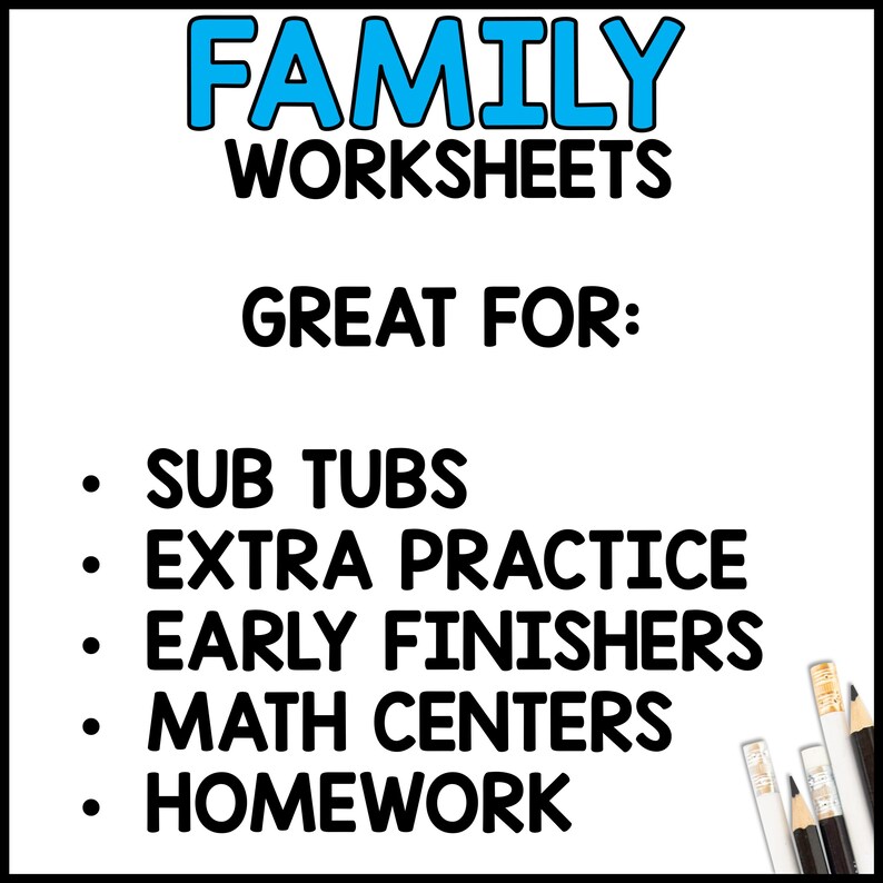 Fact Family Math Worksheets: Printable Activity Book (digital Download ...