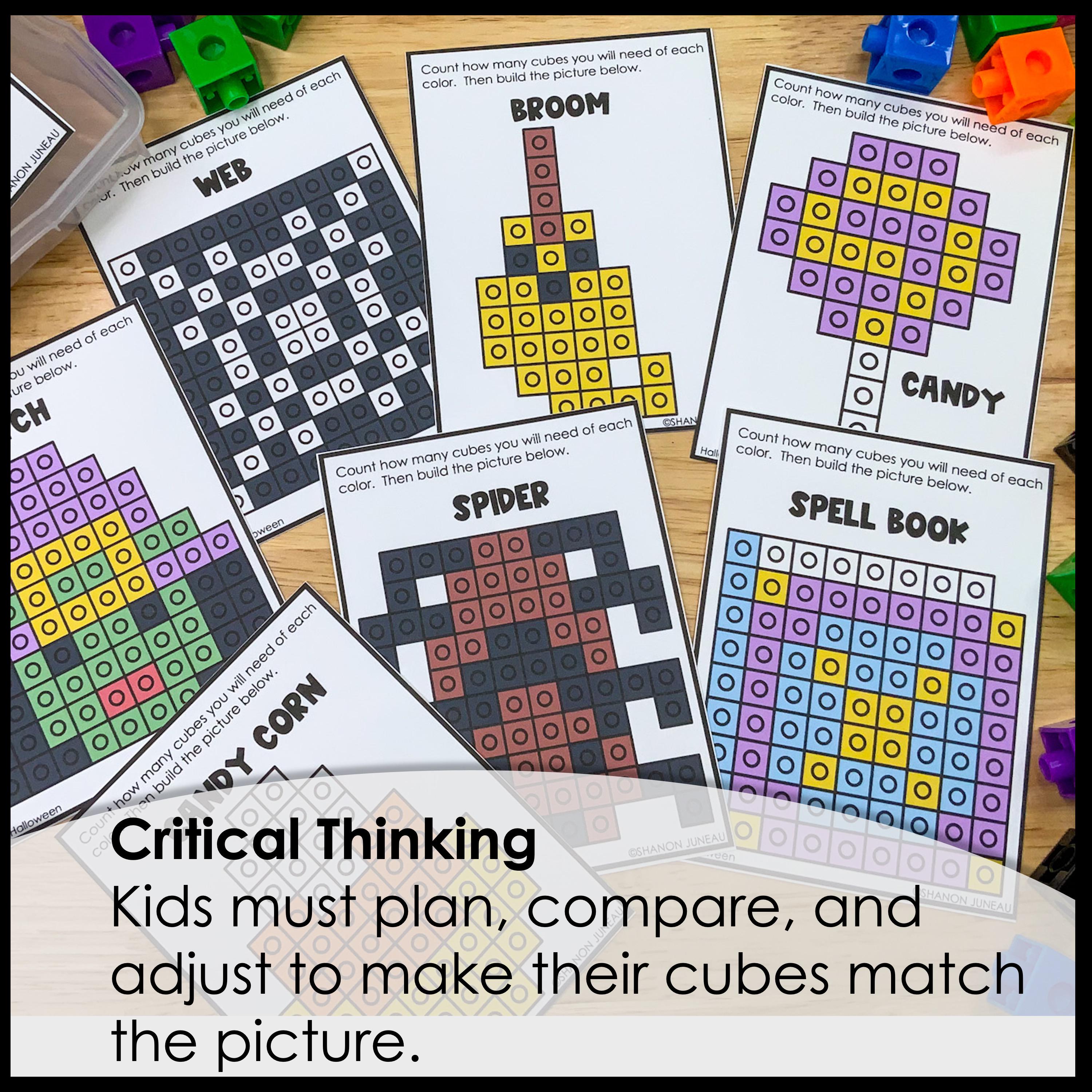Halloween Snap Cubes Task Cards Fine Motor Skills Kindergarten - 1st ...
