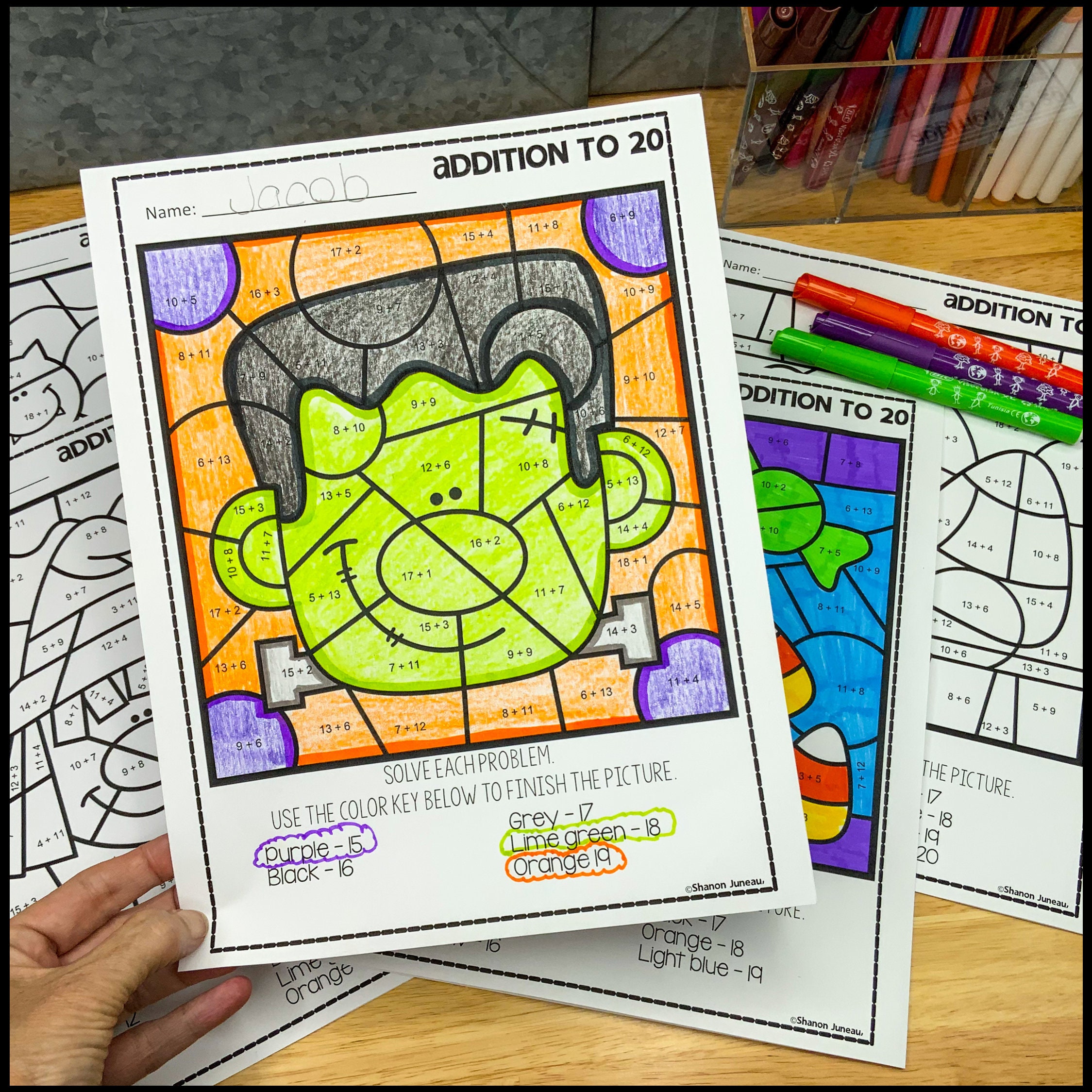 Halloween Addition to 20 Color by Number Worksheets, Color by Code ...