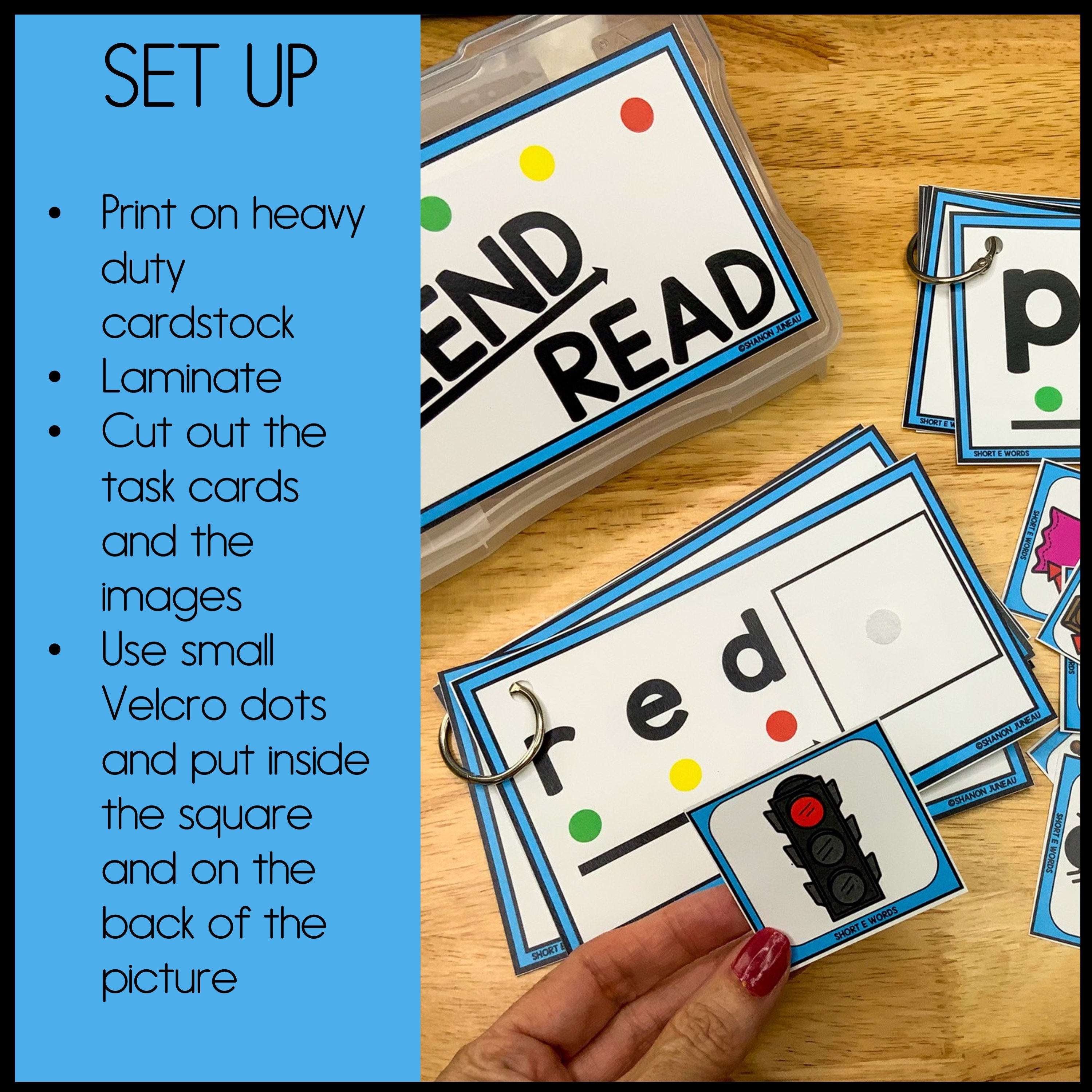 Tap, Blend, Read SHORT E Flash Cards, Phonics Activities, Short Vowel ...