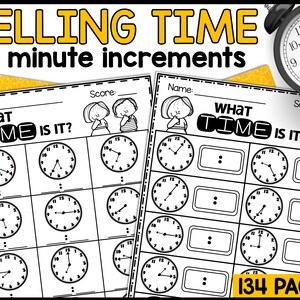 Telling Time Worksheets, 5 Minute Increments, Printable Activity Book ...