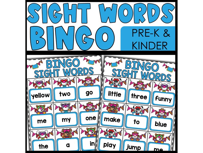 Sight Words Bingo Game Cards, Pre-k and Kindergarten Sight Words - Etsy