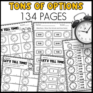 Telling Time Worksheets: 5 Minute Increments, Math Practice (digital ...