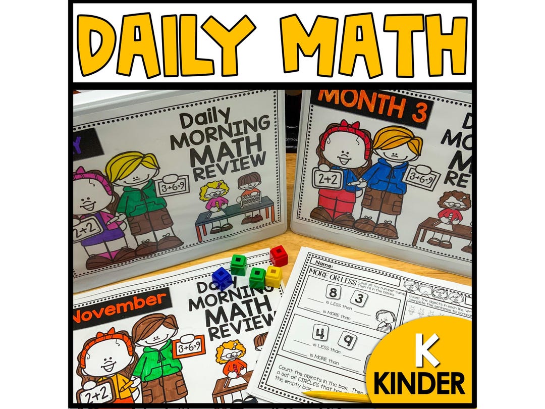 Kindergarten Math Daily Spiral Review Worksheets, Home Learning ...