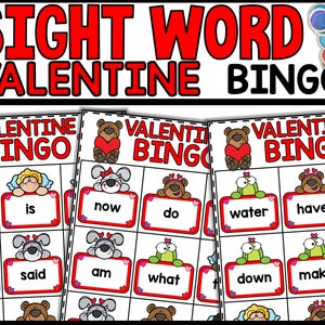 Valentine's Day Sight Word Bingo Game Cards, 1st Grade Sight Words ...