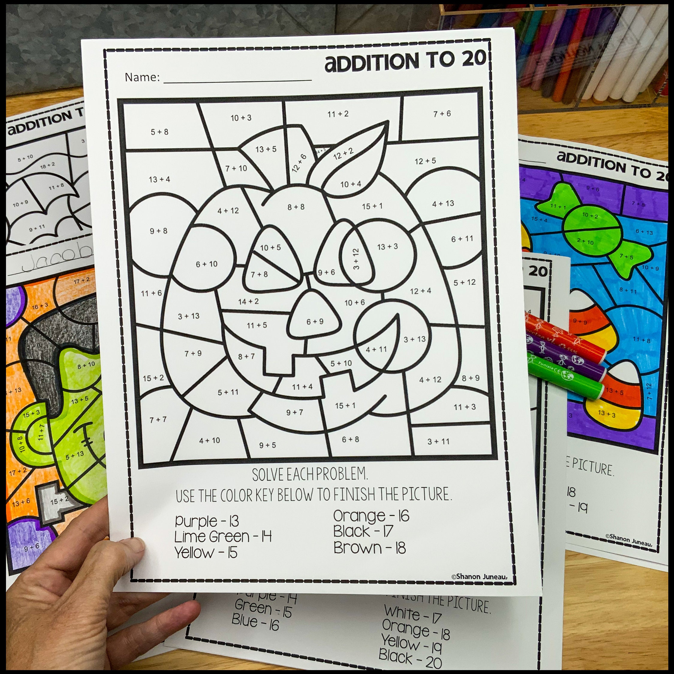 Halloween Addition to 20 Color by Number Worksheets, Color by Code ...