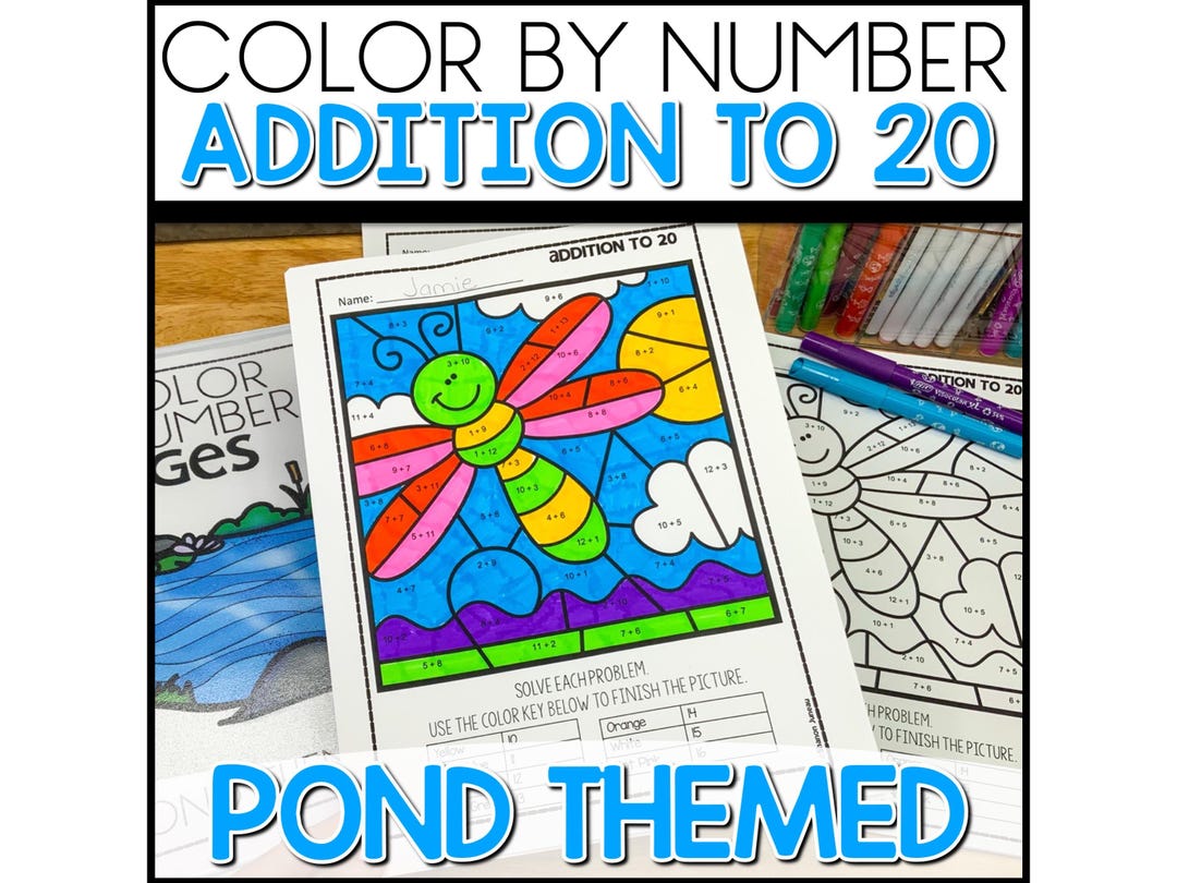 Pond Color by Number Addition Worksheets: Math Workbook (PDF) - Etsy