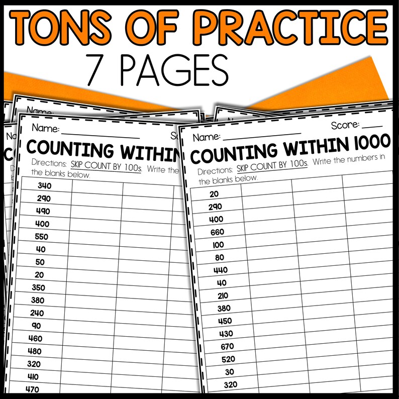 Skip Counting to 1000 Worksheets, Printable Activity Book, Homeschool ...