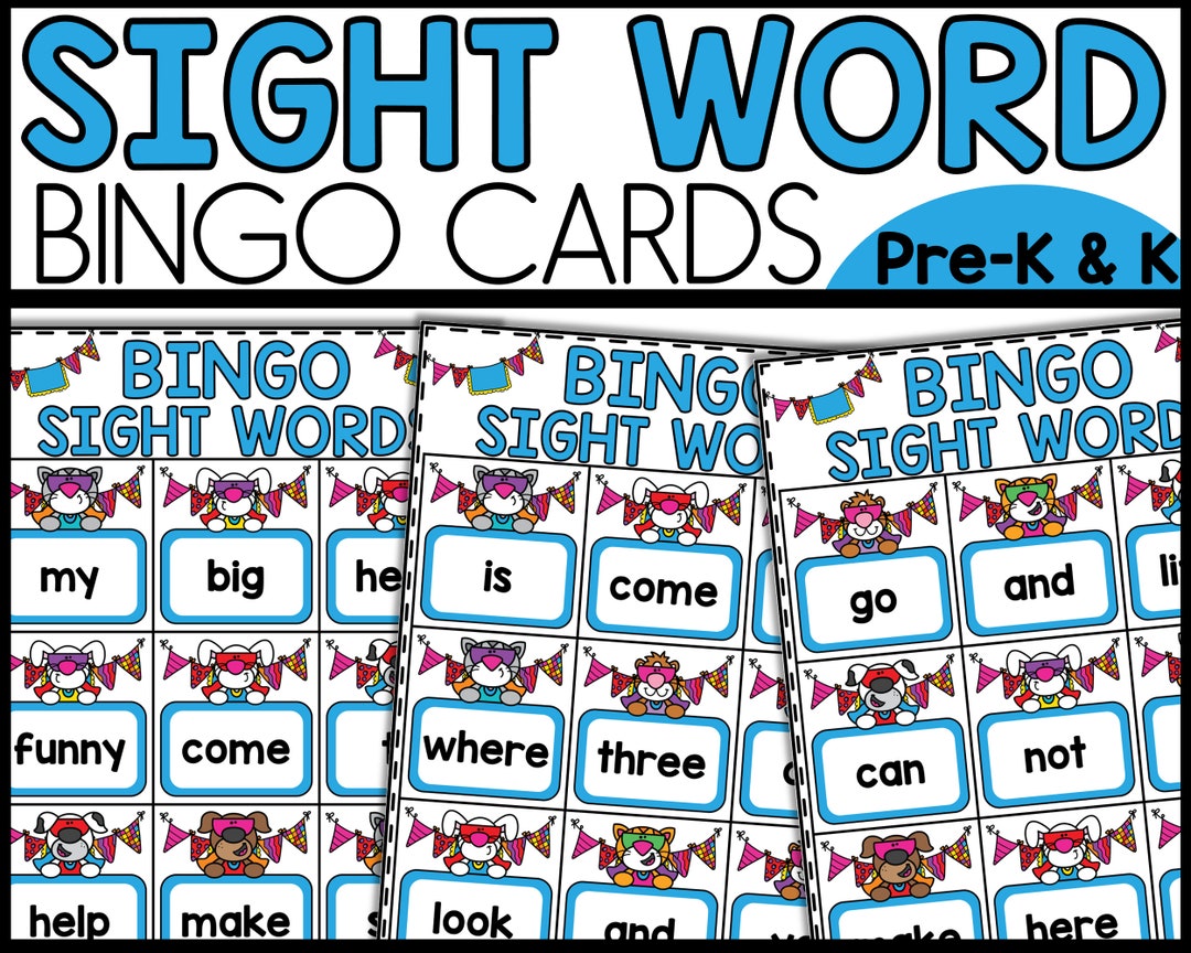 Sight Words Bingo Game Cards, Pre-k and Kindergarten Sight Words - Etsy
