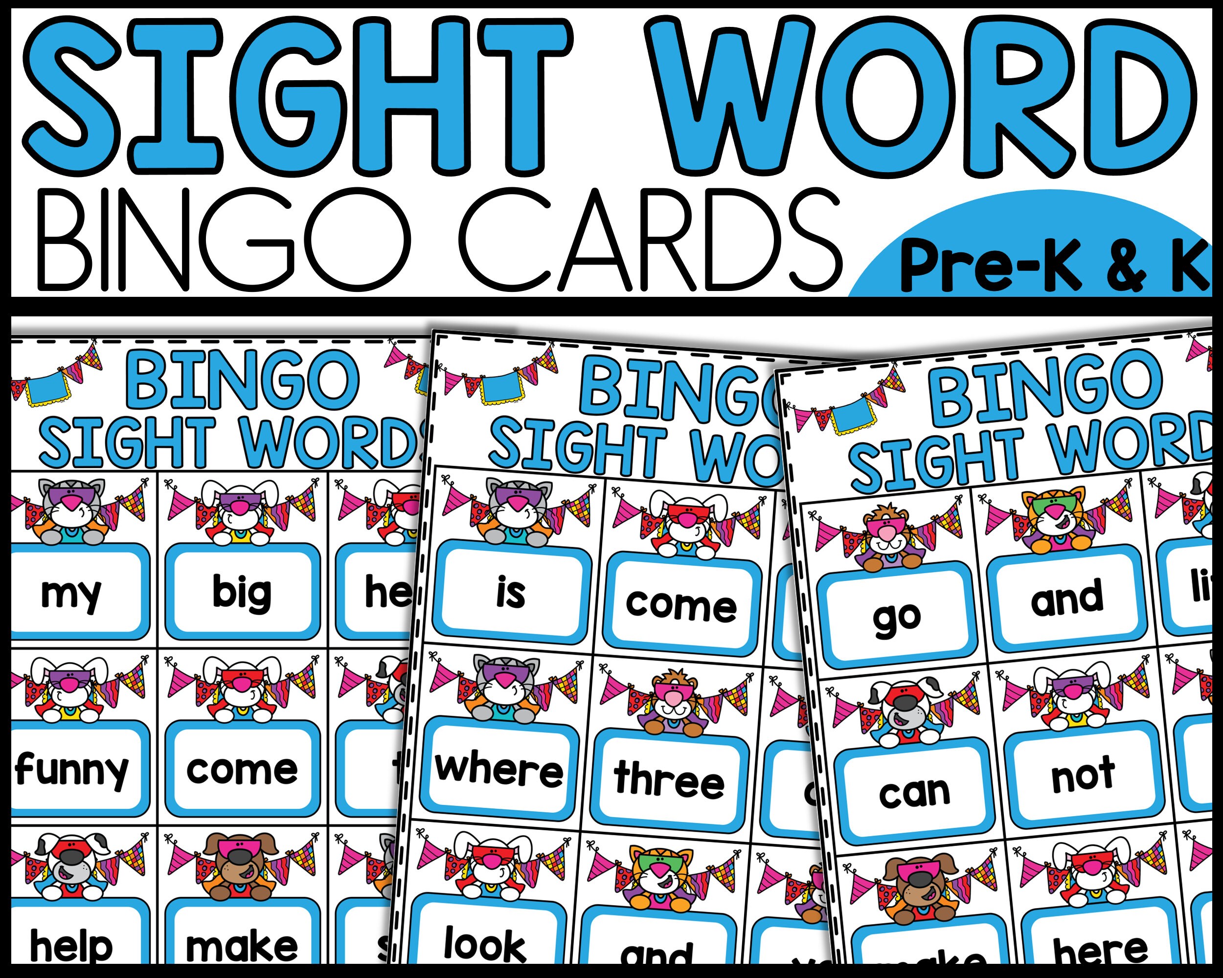 Sight Words Bingo Game Cards, Pre-k and Kindergarten Sight Words - Etsy