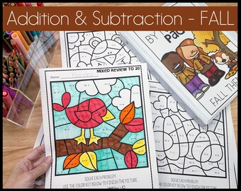Addition and Subtraction Facts to 20 Color Codes, Color by Number for ...